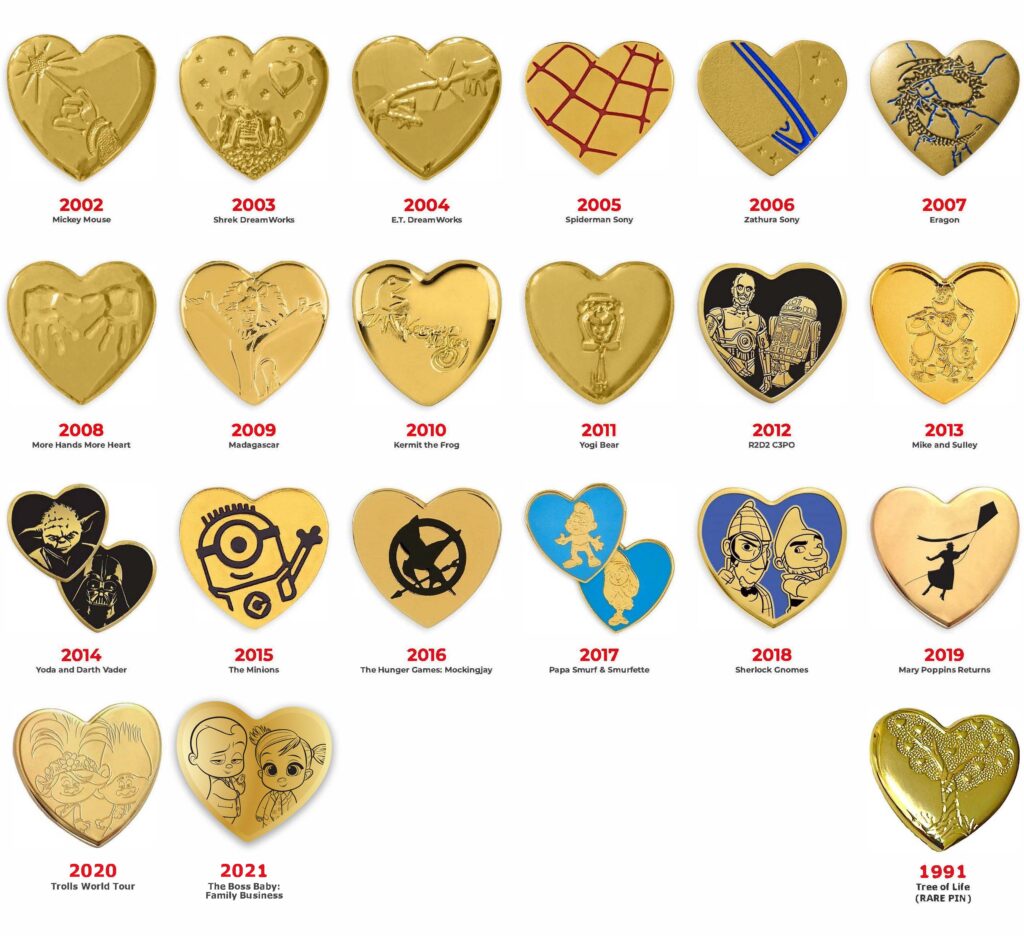 Variety Movie Gold Heart Pins - Variety the Children's Charity of Florida