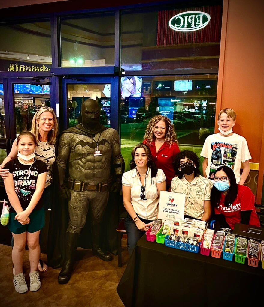 VARIETY TEAM SELLING PINS AT BATMAN MOVIE PREMIER NIGHT -EPIC THEATRES ...
